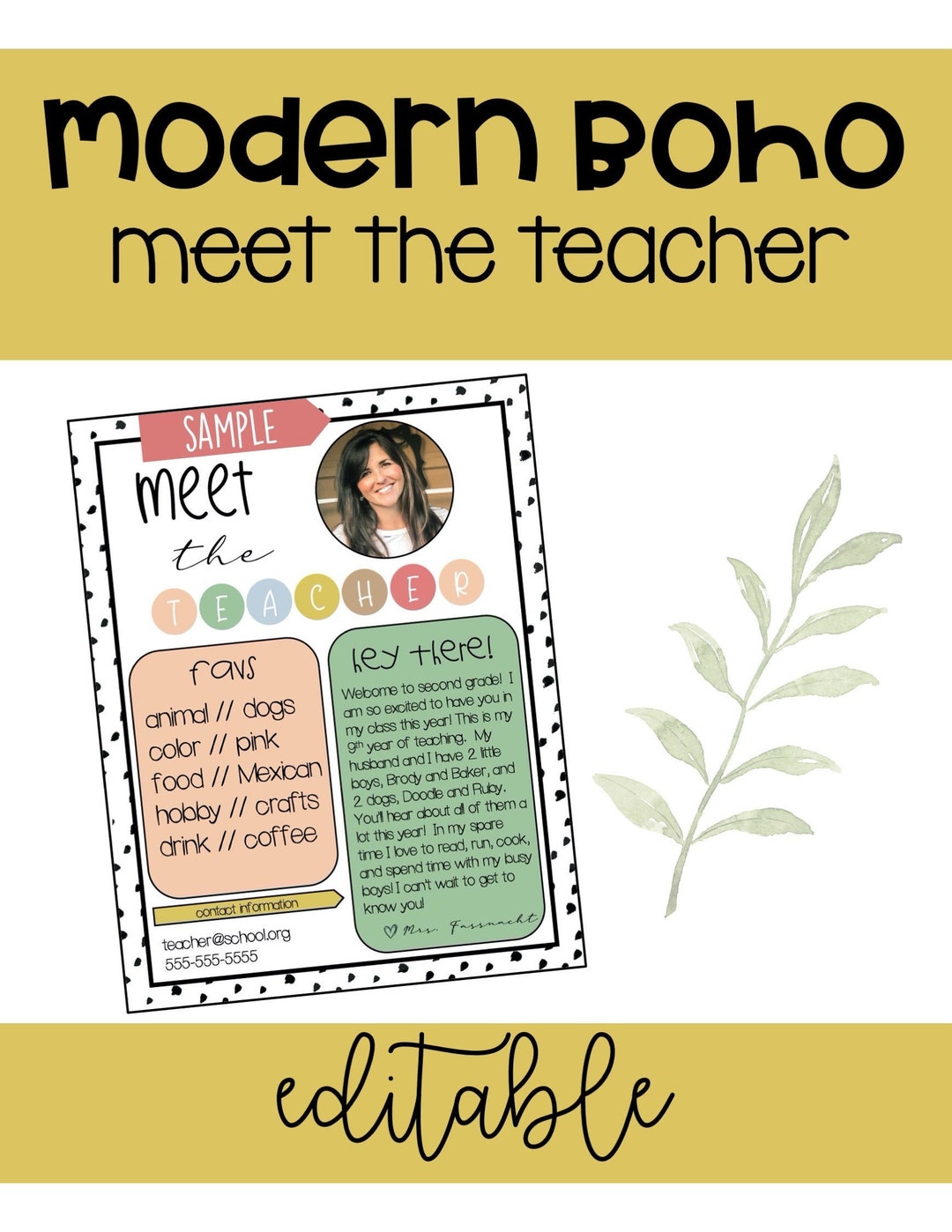 Modern Boho Meet the Teacher EDITABLE - Etsy