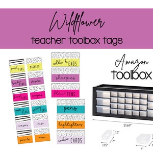 Wildflower Brights Teacher Toolbox Drawer Labels EDITABLE - Etsy