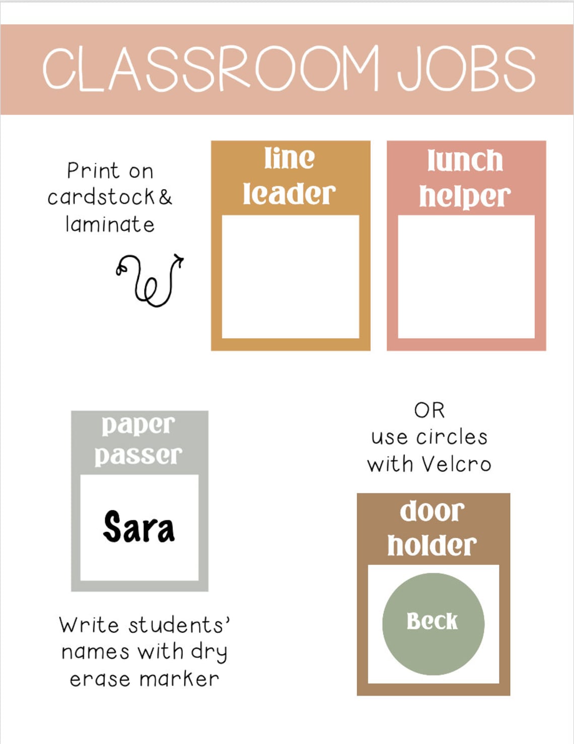 Simple Boho Editable Job Chart - Etsy