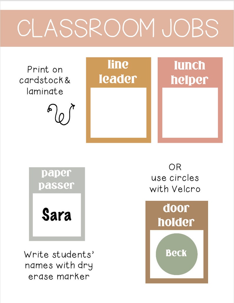 Simple Boho Editable Job Chart - Etsy