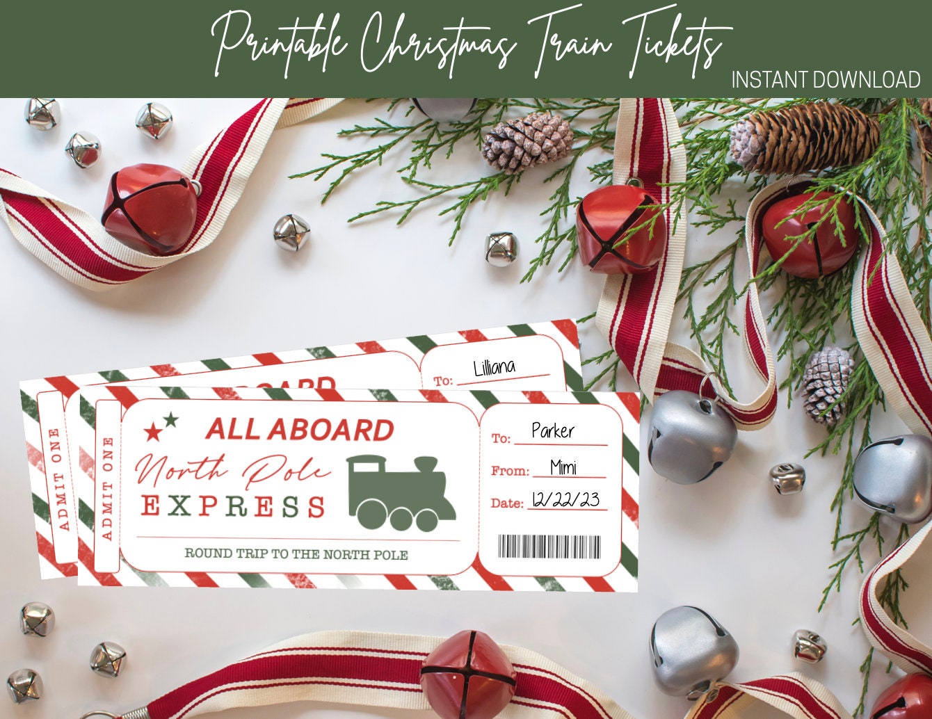 Christmas Train Tickets Printable INSTANT DOWNLOAD - Etsy