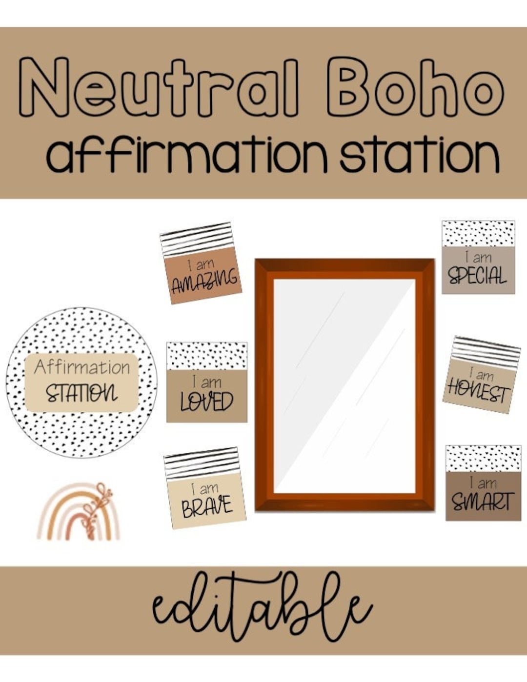 Neutral Boho Affirmation Station EDITABLE - Etsy