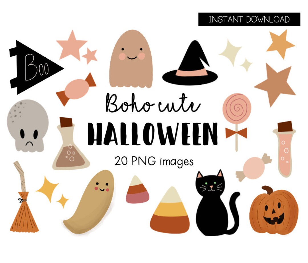 Boho Halloween Clipart INSTANT DOWNLOAD - Etsy