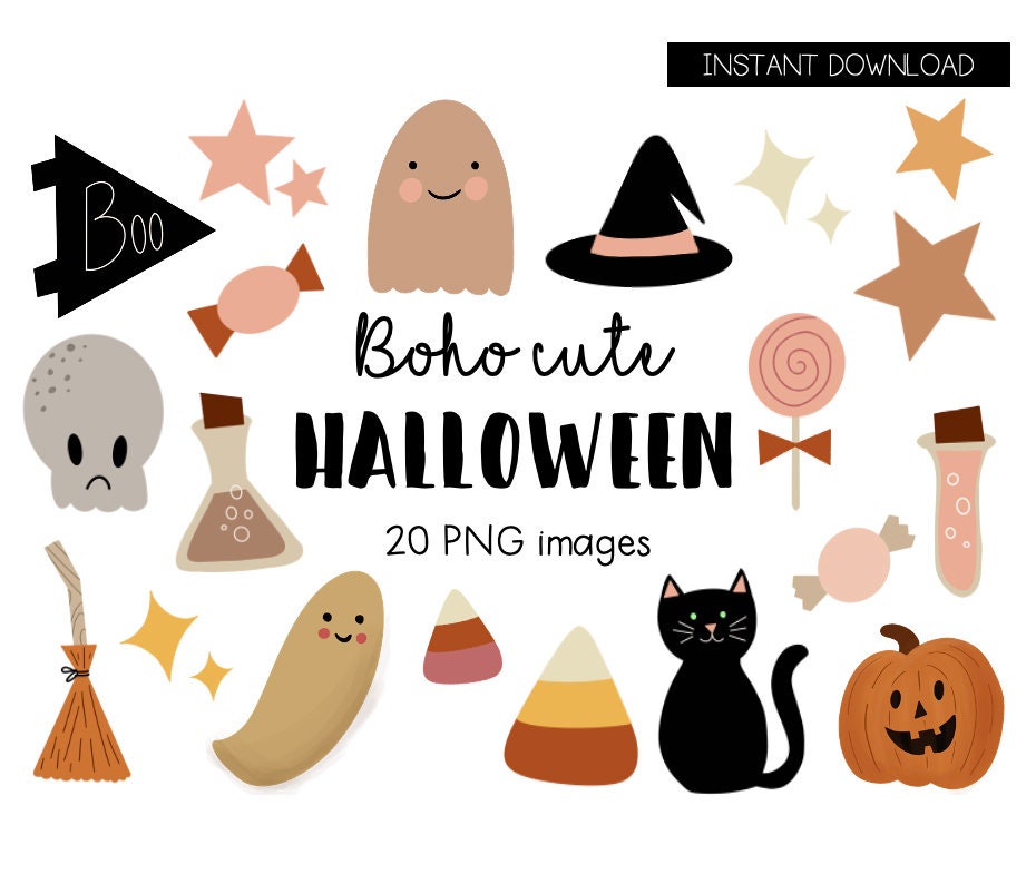 Boho Halloween Clipart INSTANT DOWNLOAD - Etsy