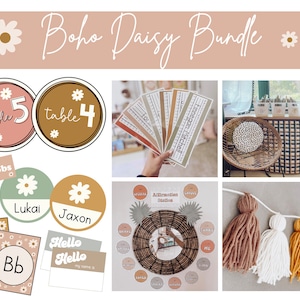 Boho Daisy Classroom Decor Bundle EDITABLE INSTANT DOWNLOAD - Etsy