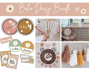 Retro Boho Daisy Themed Alphabet Posters Calming Color Classroom Decor ...