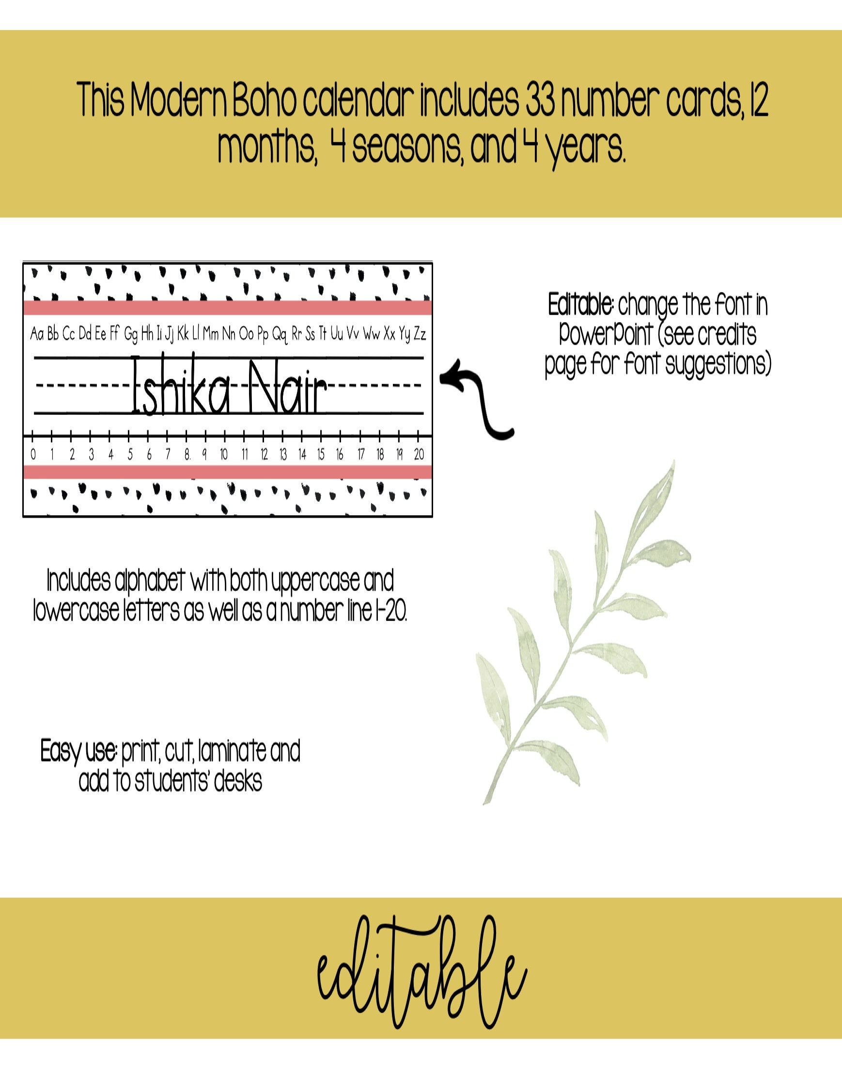 Modern Boho Editable Name Plates - Etsy