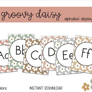 Groovy Daisy Alphabet Display Cards INSTANT DOWNLOAD - Etsy