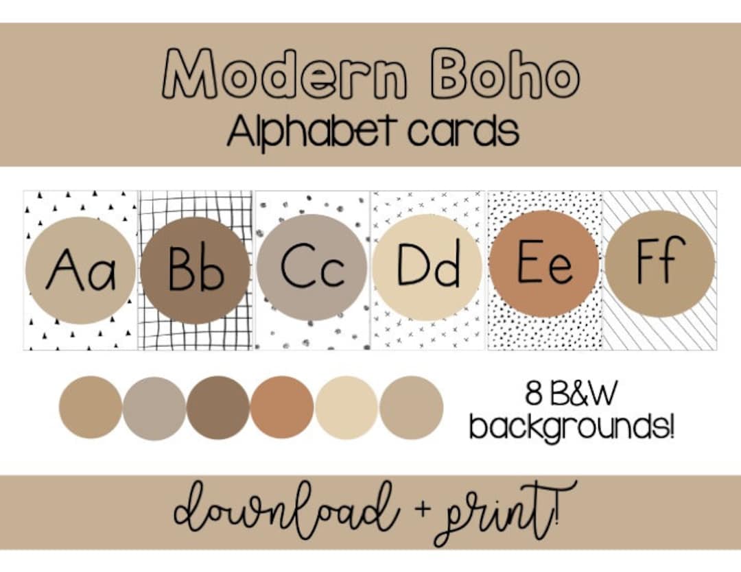 Neutral Boho Alphabet Cards - Etsy