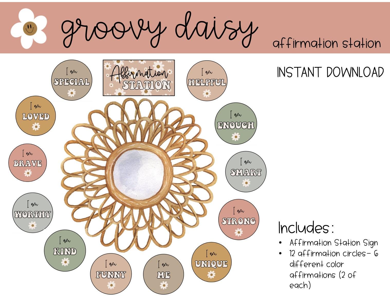 Groovy Daisy Affirmation Station INSTANT DOWNLOAD - Etsy
