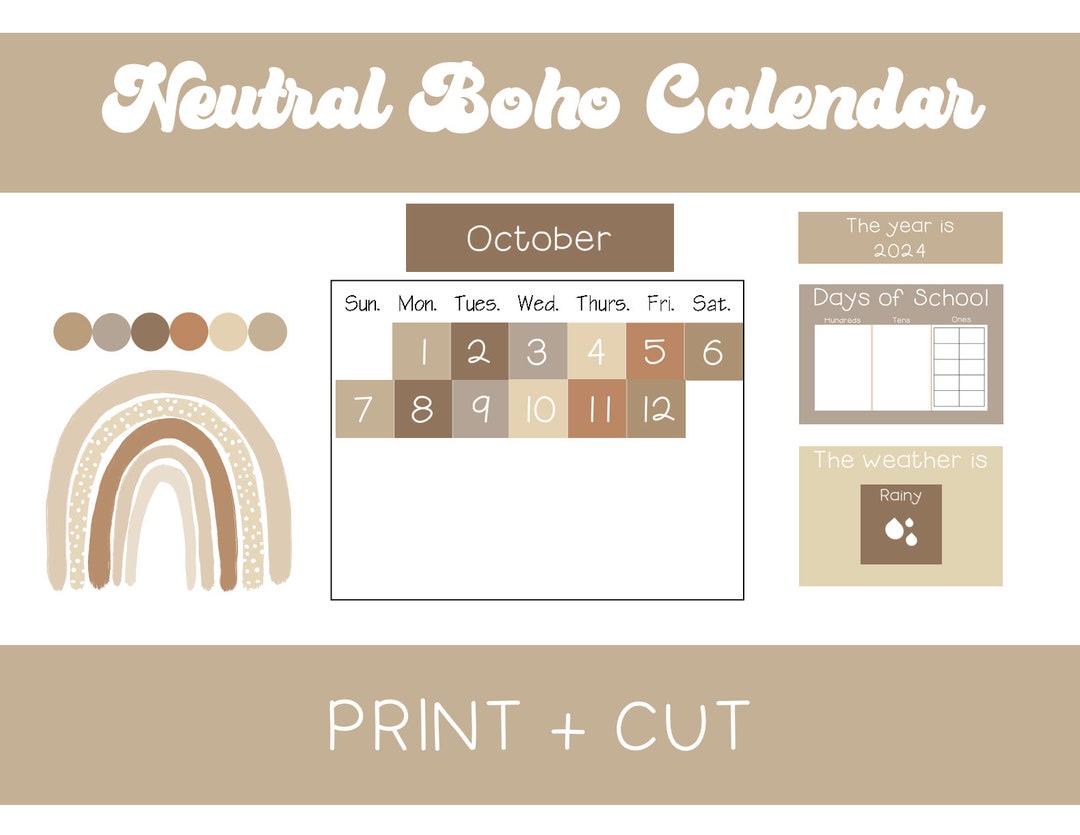 Neutral Boho Printable Calendar Accessories - Etsy