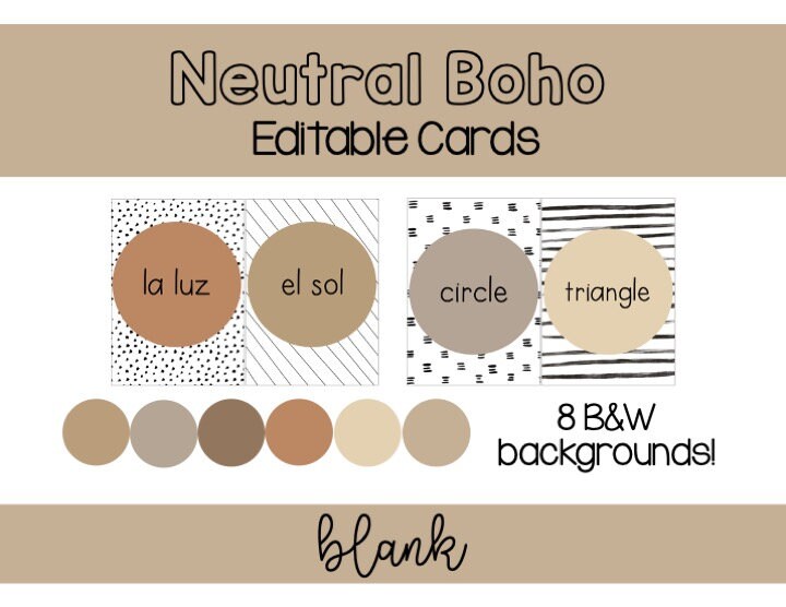 Neutral Boho Blank Editable Cards - Etsy