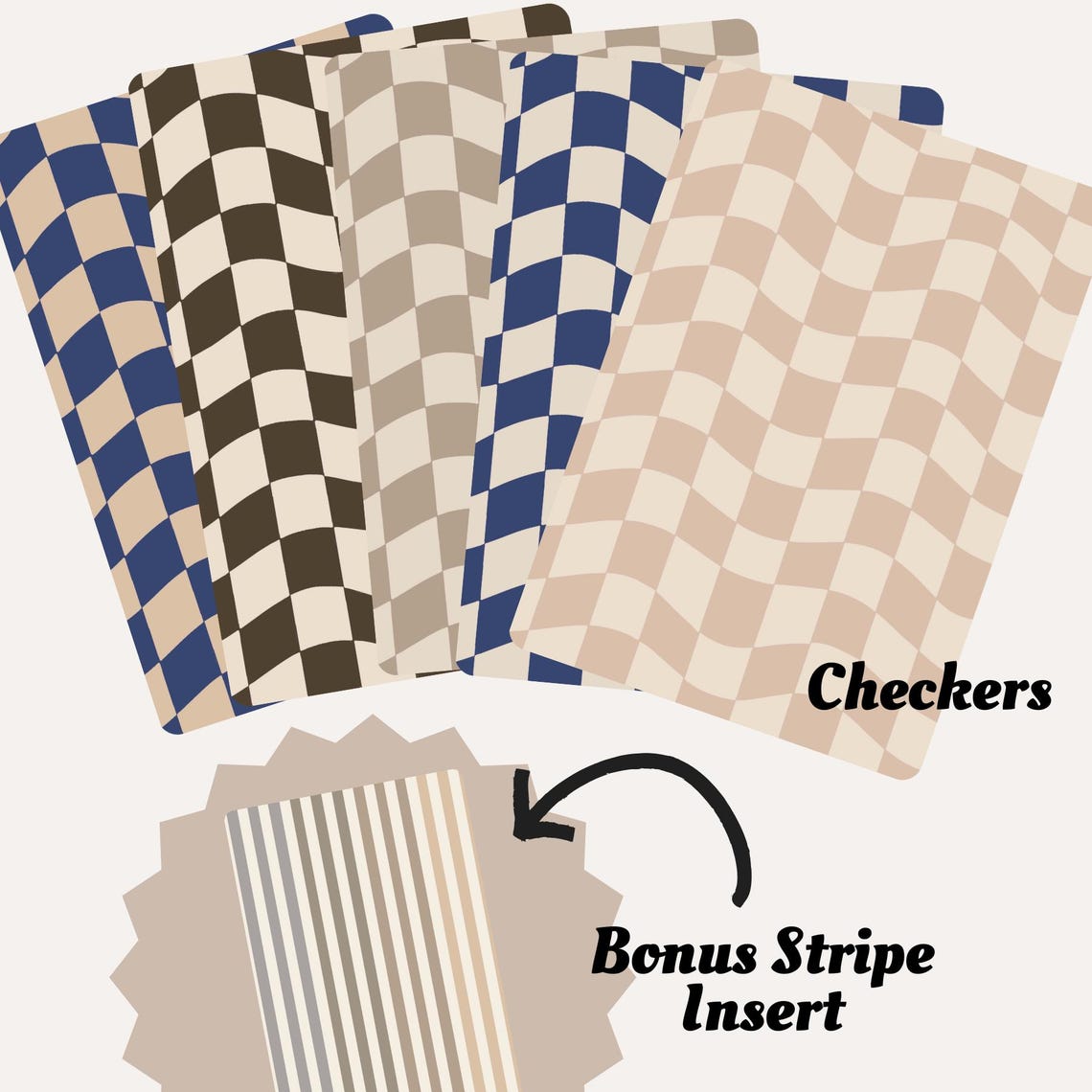 Digital Printable Kindle Inserts - Checkers Bundle of 6 Designs ...