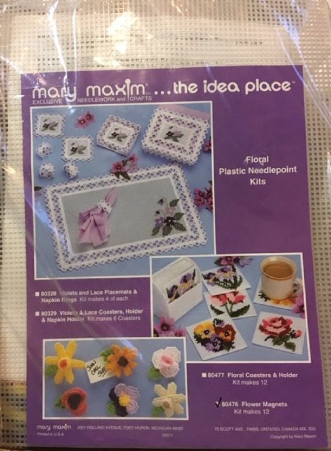Mary Maxim Counted Cross Stitch Flower Magnet Kit - Kit No. 80476 ...