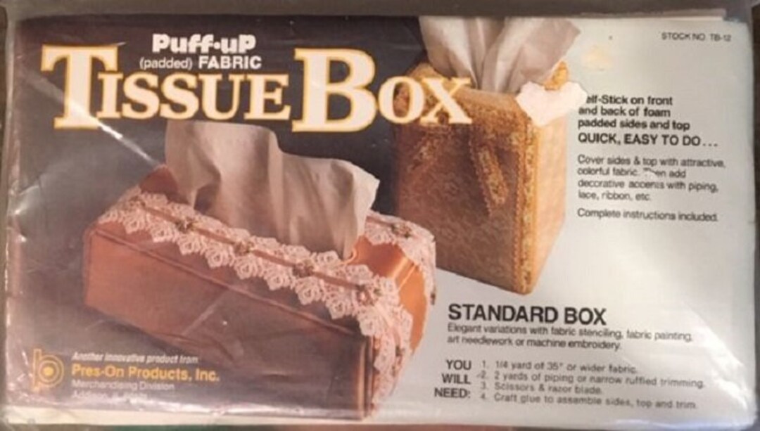 Puff-up Padded Fabric Tissue Box - Pres-on Products - TB-12 - Etsy
