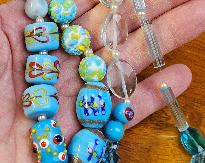 Destash Clear Antique Glass Beads Strand of 23 Beads Vintage Cut Glass ...