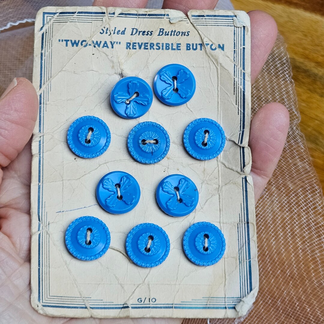 Original Card Reversible Plastic Buttons Periwinkle Blue - Etsy