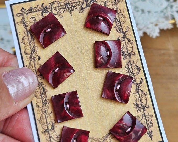 Card of 8 Vintage Celluloid Buttons - Art Deco - Maroon - NOS - Etsy