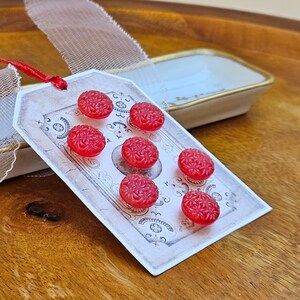 Set of 7 Vintage Czech Glass Buttons - Red Self Shank Buttons - NOS ...
