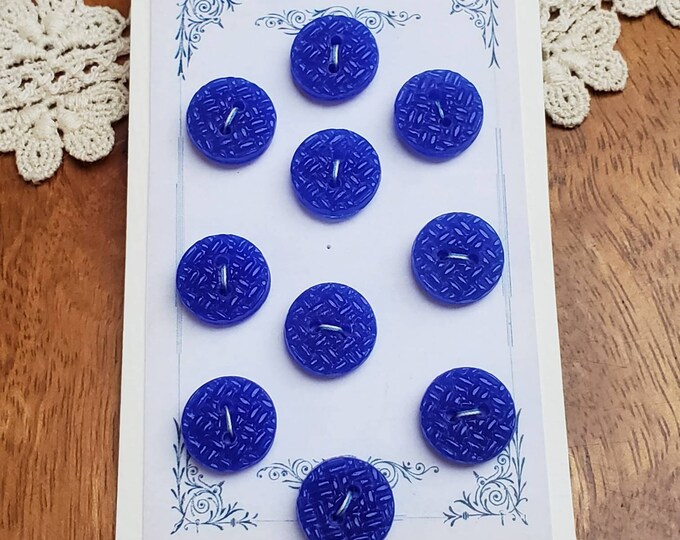 Set of 10 Vintage Czech Glass Buttons - Cobalt Blue - 2 Hole Sew on ...