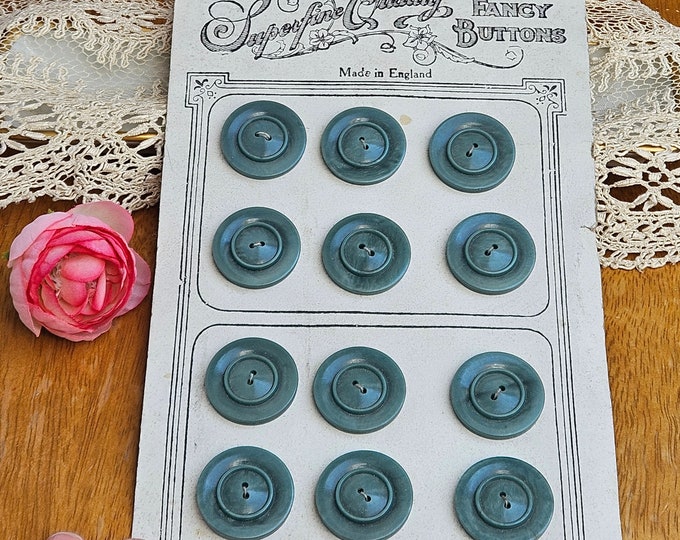 Original Card of Large Art Deco Celluloid Buttons- Made in England- Set ...