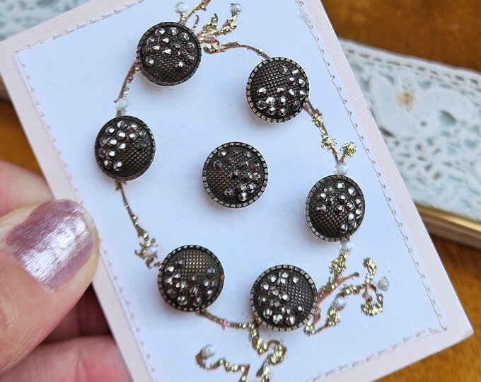 Set of 7 Metal Cut Steel Antique Buttons Loop Shanks Early 1900s ...