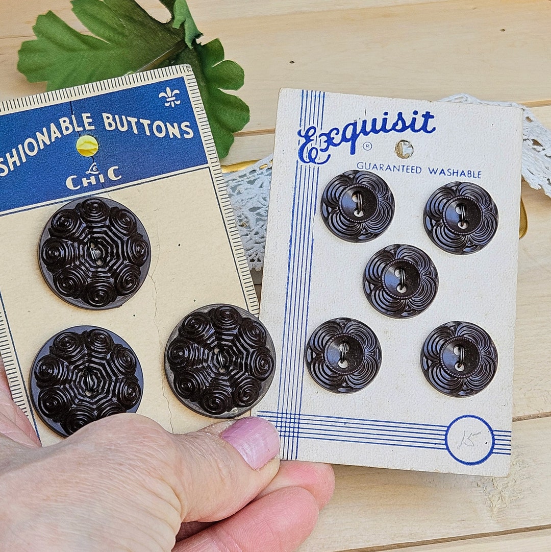 2 Original Cards of Celluloid Buttons Lechic and Exquisit Brands Deep ...