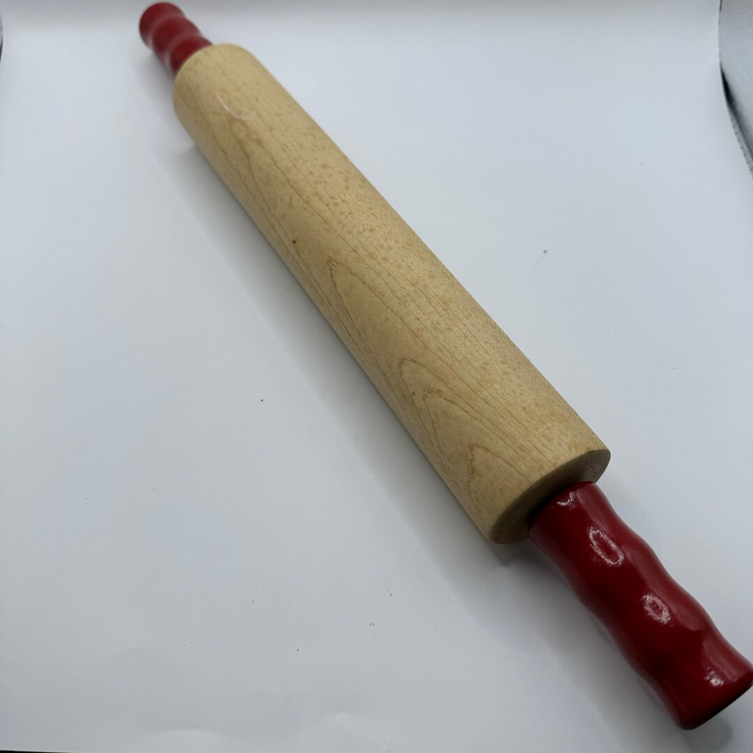 Rolling Pin With Red Painted Handles - Vintage Kitchen Decor - Etsy