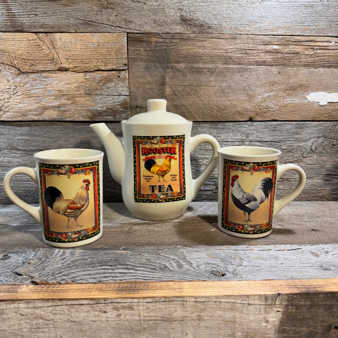 Bay Island Inc. Ceramic Rooster Brand Tea Set - Etsy