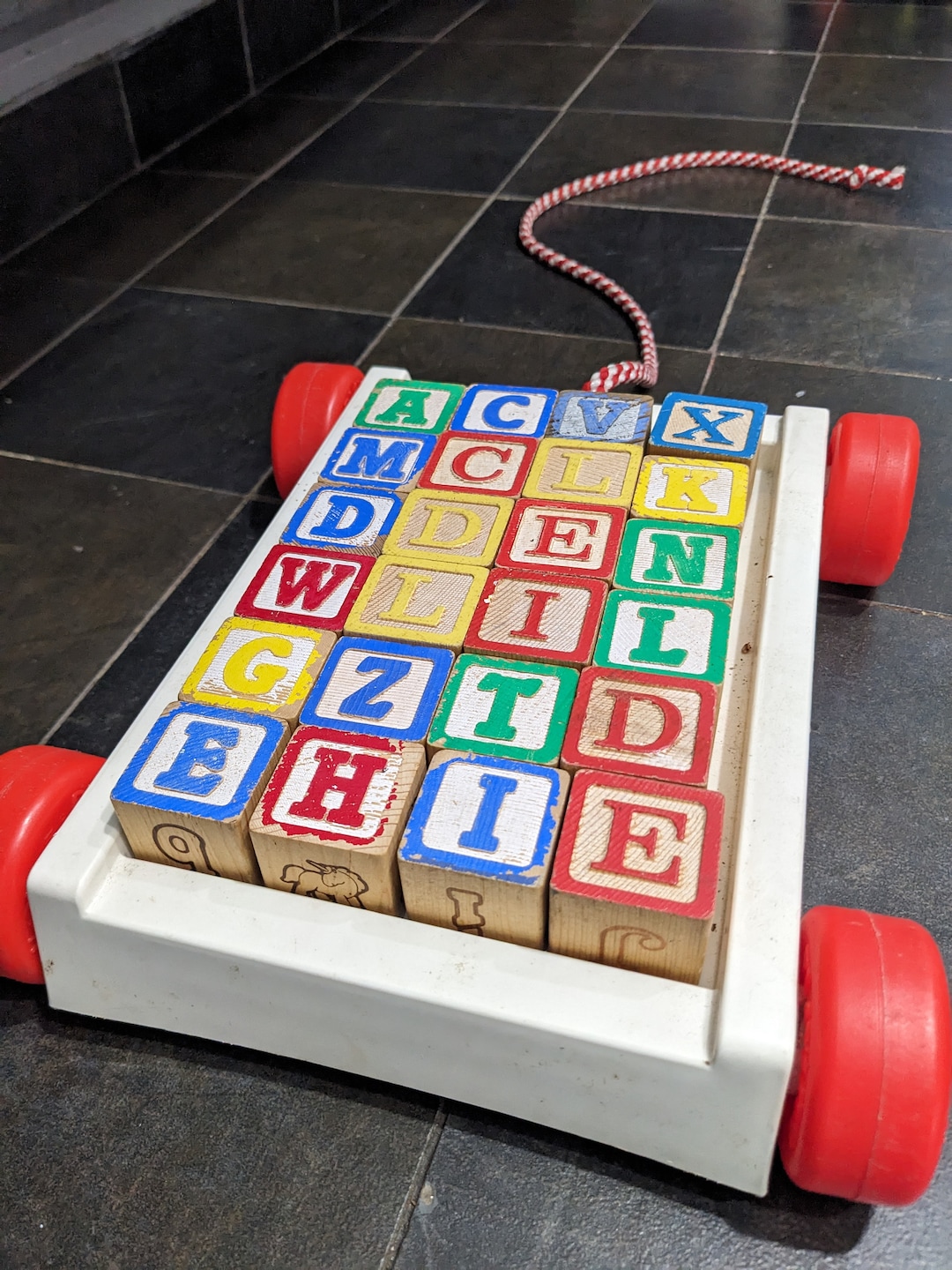 Playskool Wooden Blocks With Pull Wagon Retro, Made in U.S.A. - Etsy
