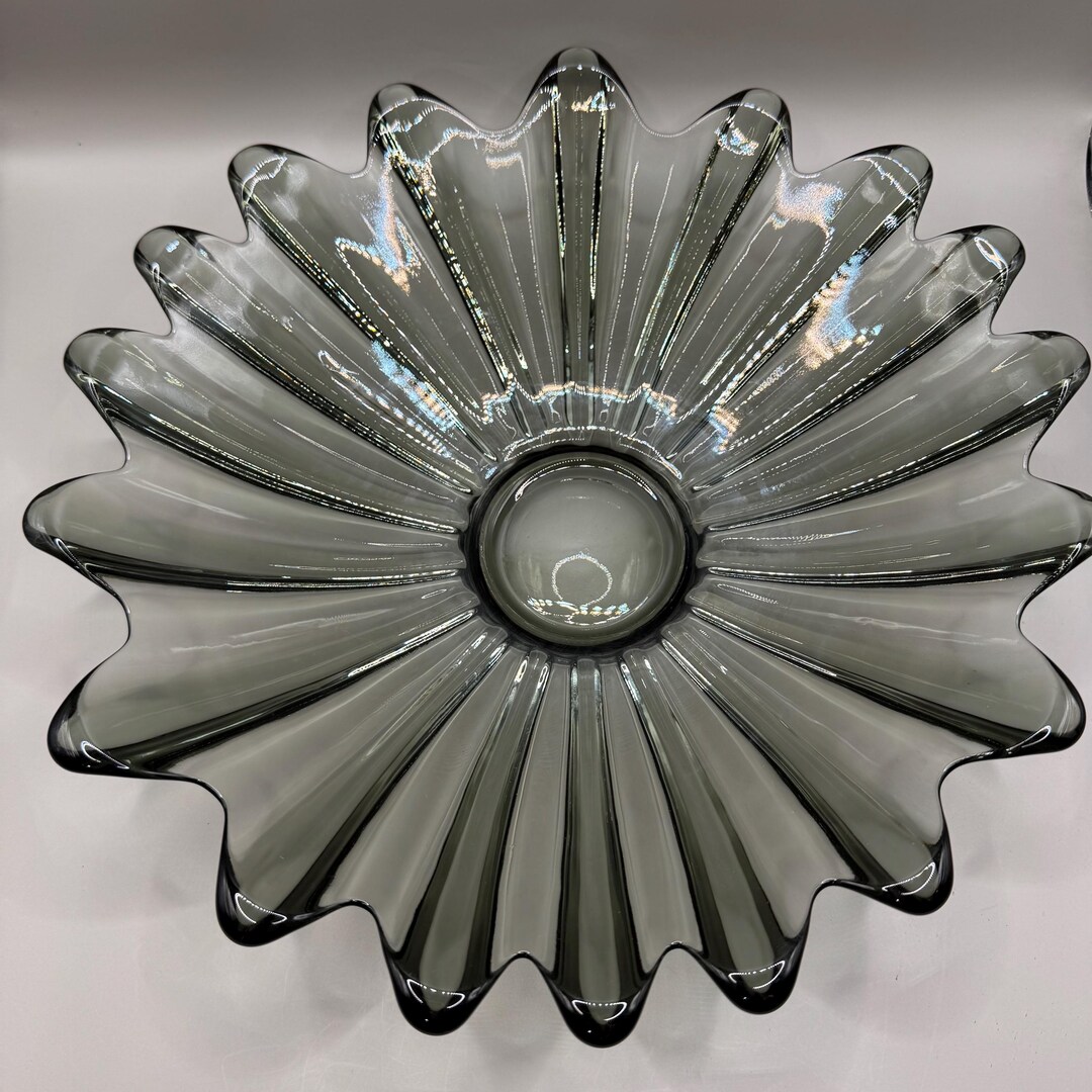 Federal Glass Smoked Ribbed Bowls (set of 2) - Etsy