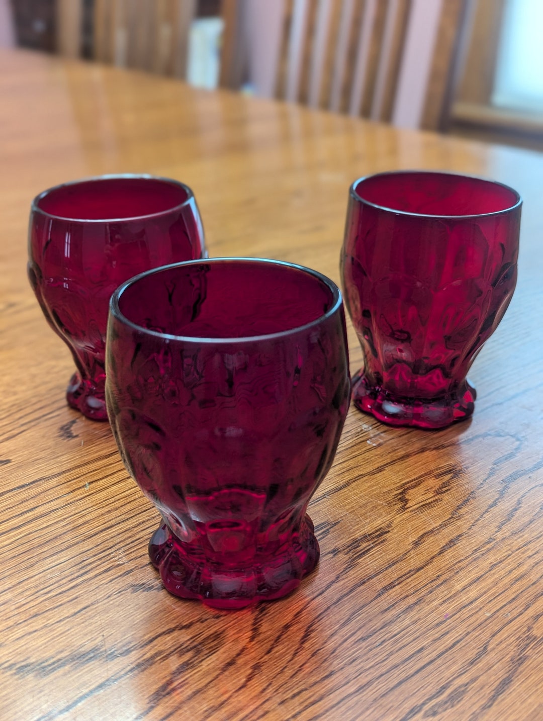 Fenton Ruby Red Rayed Thumbprint Juice Tumblers Set of 3 - Etsy