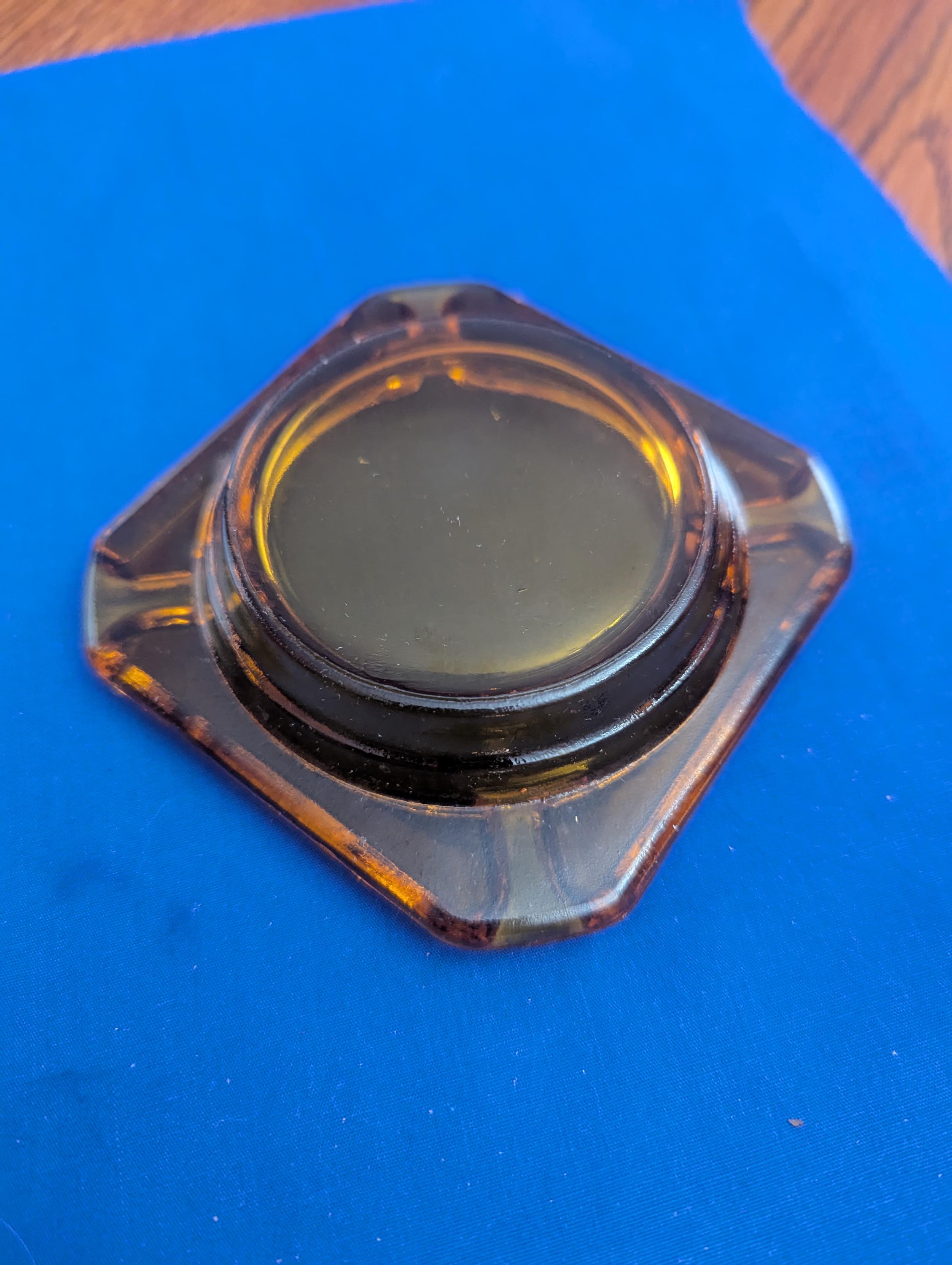 Amber Glass Ashtray With Four Cut Outs - Etsy
