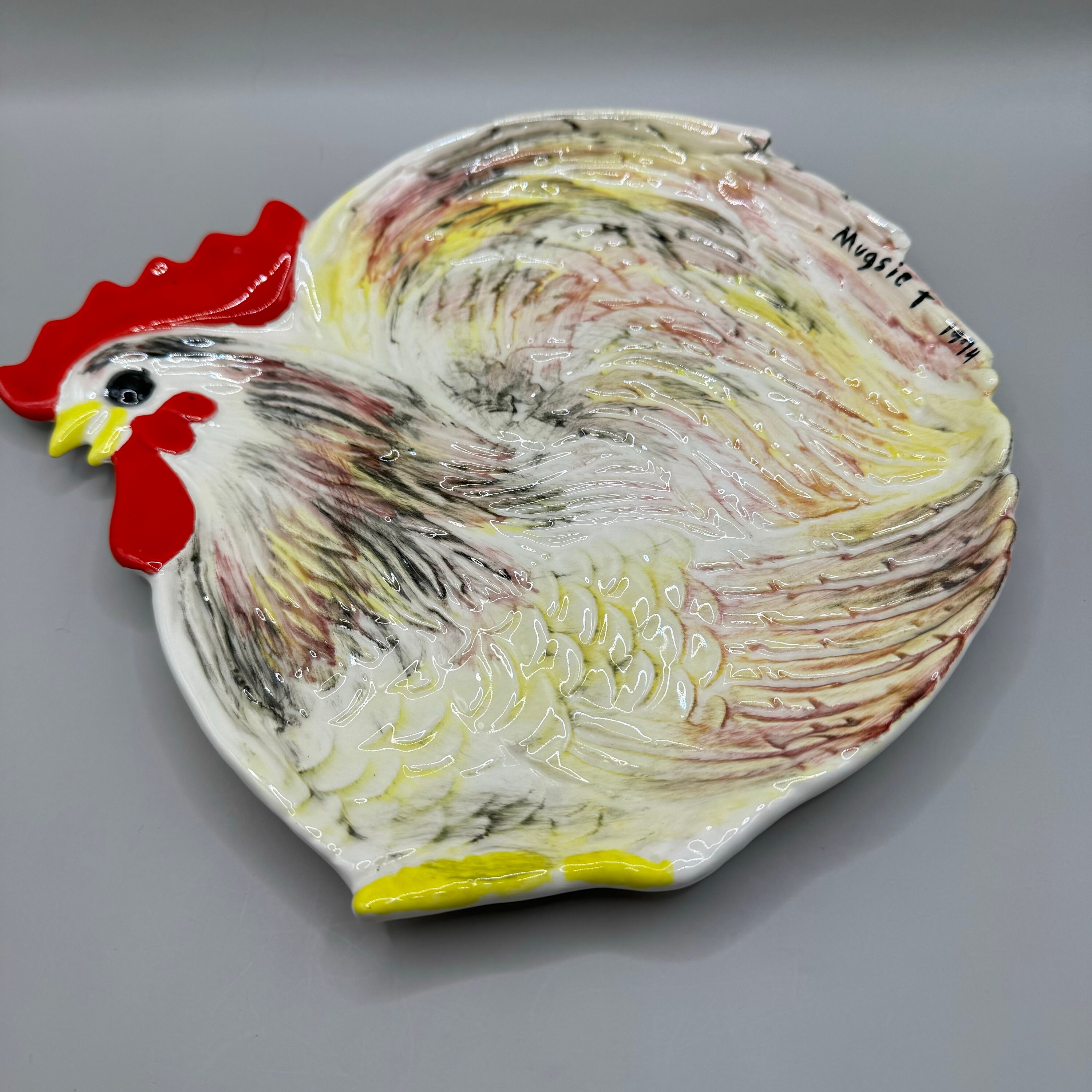 1974 Ceramic Rooster Plate Made by Mugsie - Etsy