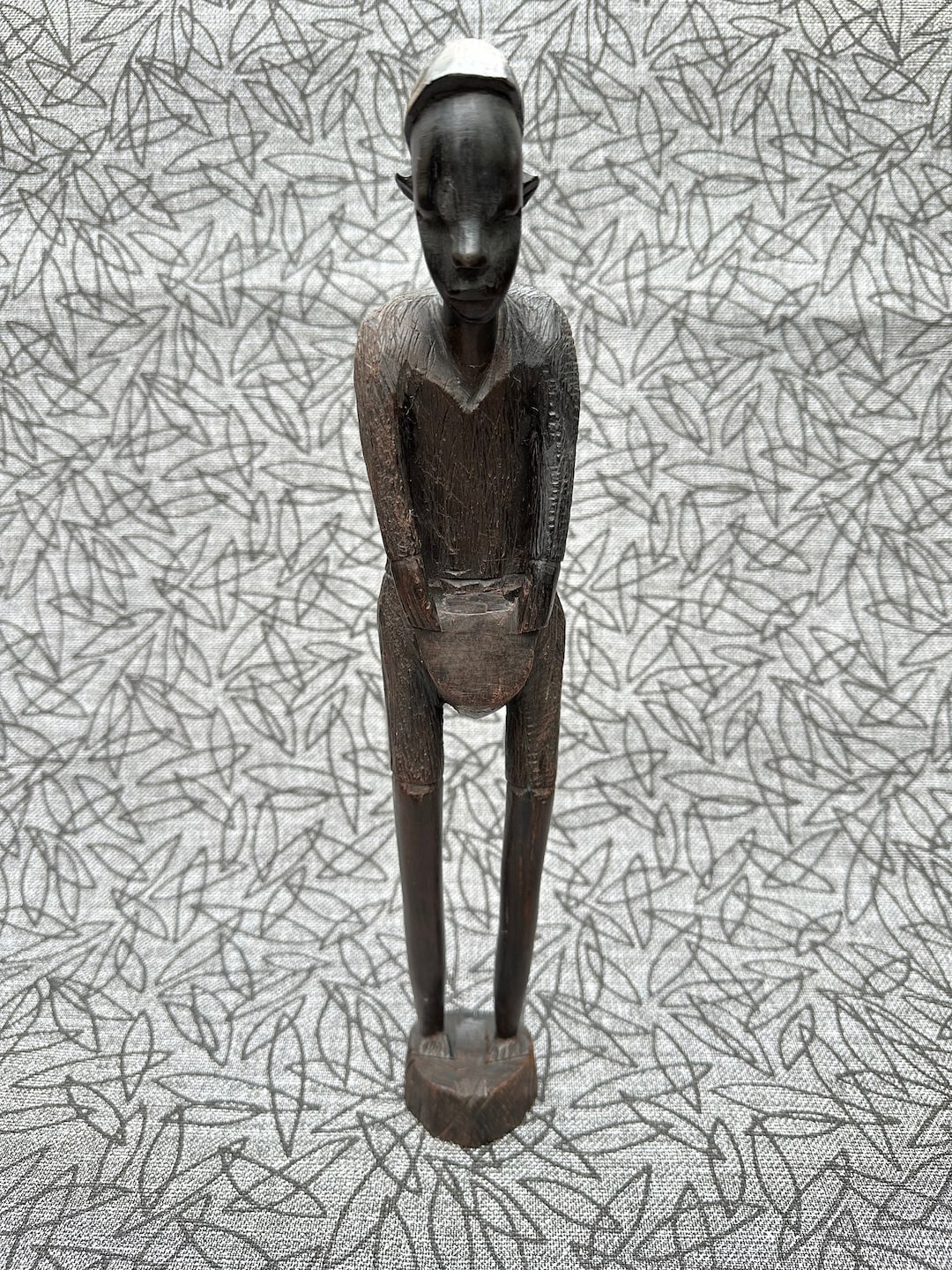 MCM Hand Carved Ebony Bongo Player Figurine From Kenya Genuine Besmo ...