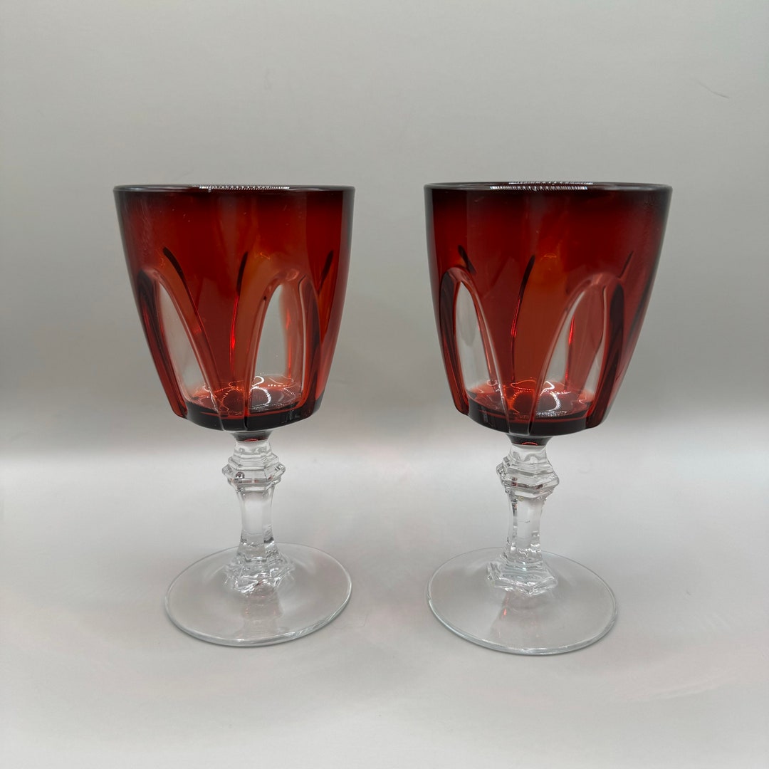 Cristal D'arques Port Wine Red Luminarc Wine Glasses - Set of 2 With ...
