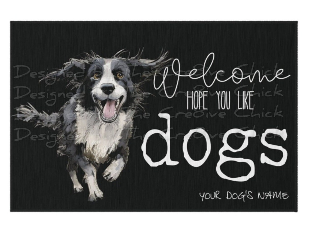 Personalized Funny DOG Door Mat BORDER COLLIE Welcome Mat Your Dog's ...