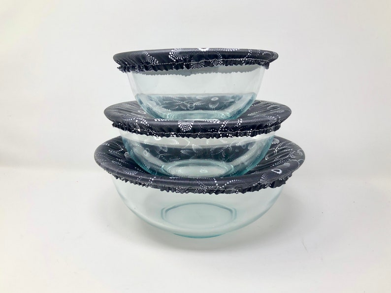 Reusable Bowl Covers Basic Set Black & White Flowers - Etsy