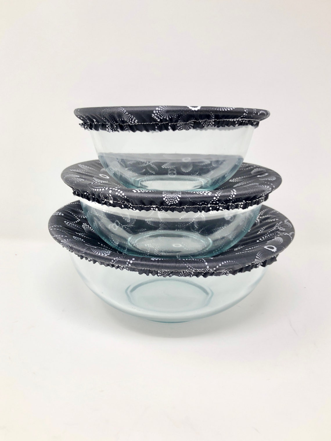 Reusable Bowl Covers Basic Set Black & White Flowers - Etsy