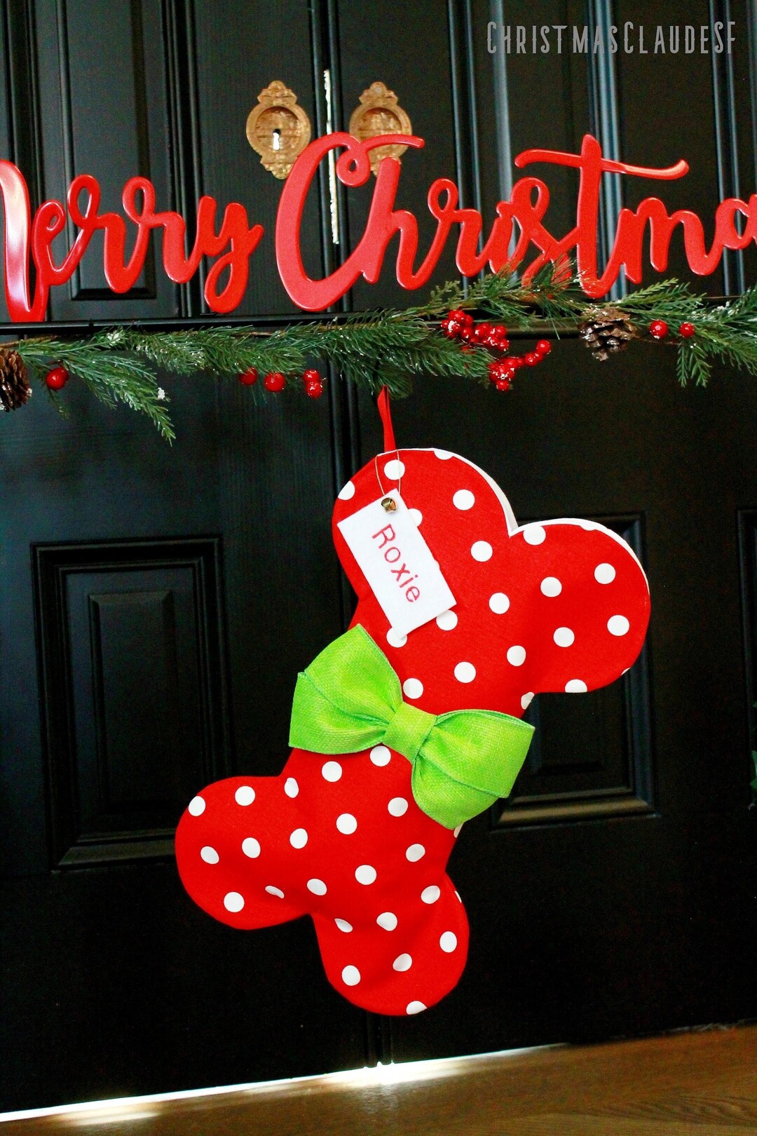 Christmas Stocking Personalized Dog Bone Christmas Stockings Colorful ...