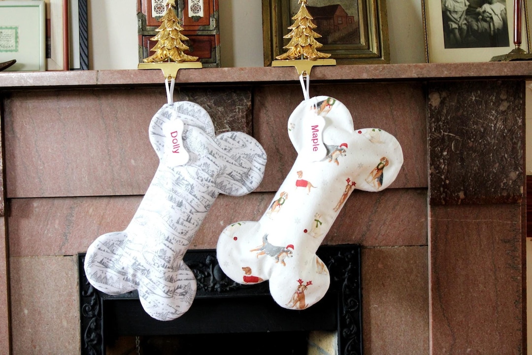 Personalized Dog Bone Christmas Stocking: Handmade Flannel Pet Stocking ...