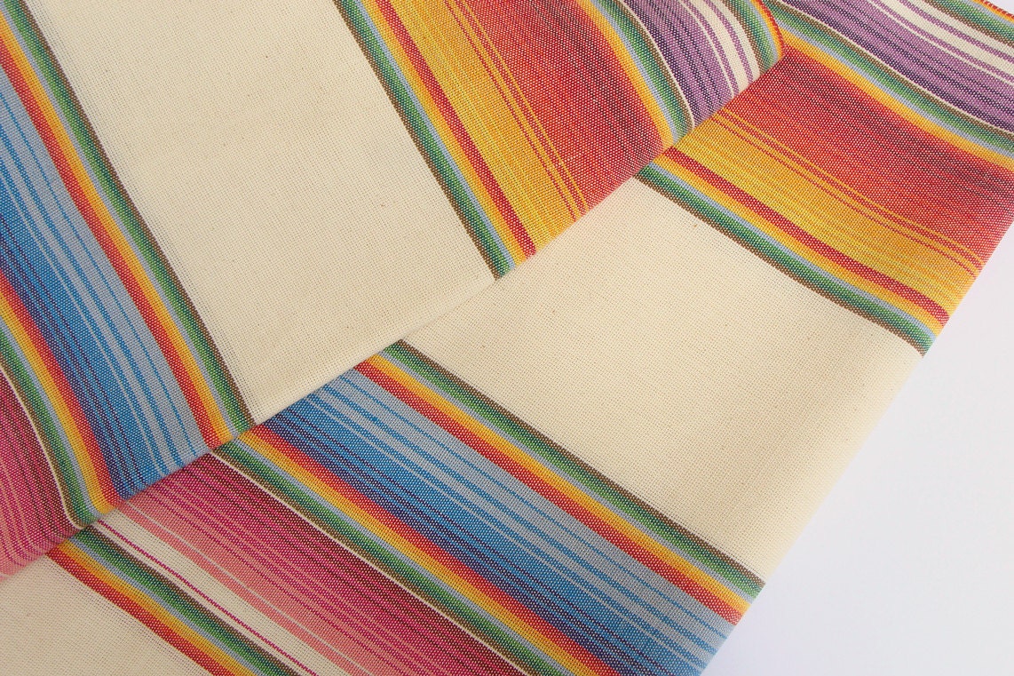 Mexican Fabric 20 Handwoven 100% Cotton Rainbow Fabric | Etsy
