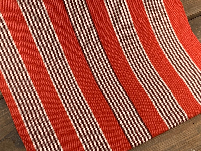 NEW Brick Red and White Thickstriped Fabric 185 Ethnic | Etsy