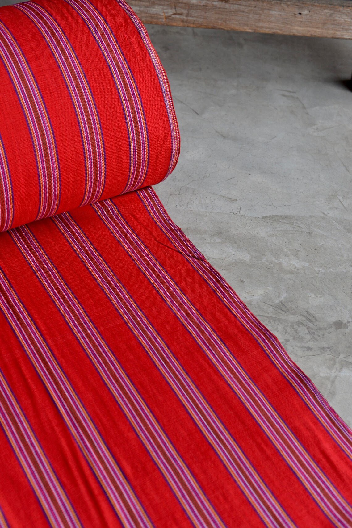 Red Striped Fabric 130 Red Striped Traditional Guatemalan | Etsy