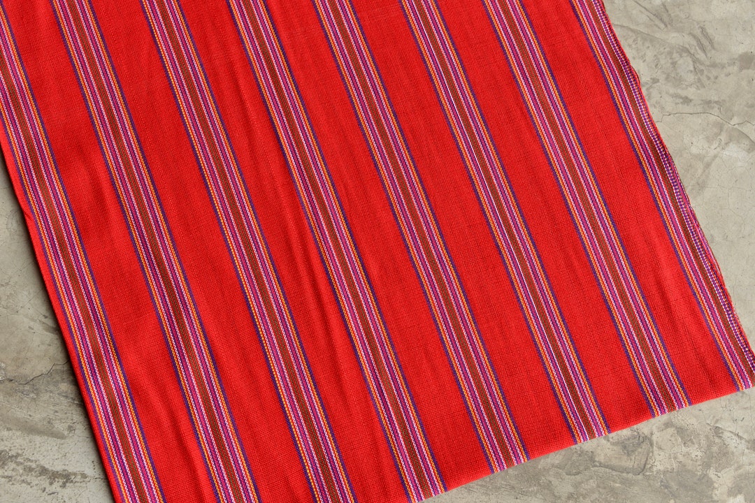 Red Striped Fabric (#130) - Red Striped Traditional Guatemalan Fabric ...