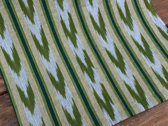 Green Ethnic Fabric JP17 From Guatemala With Ikat Design | Etsy