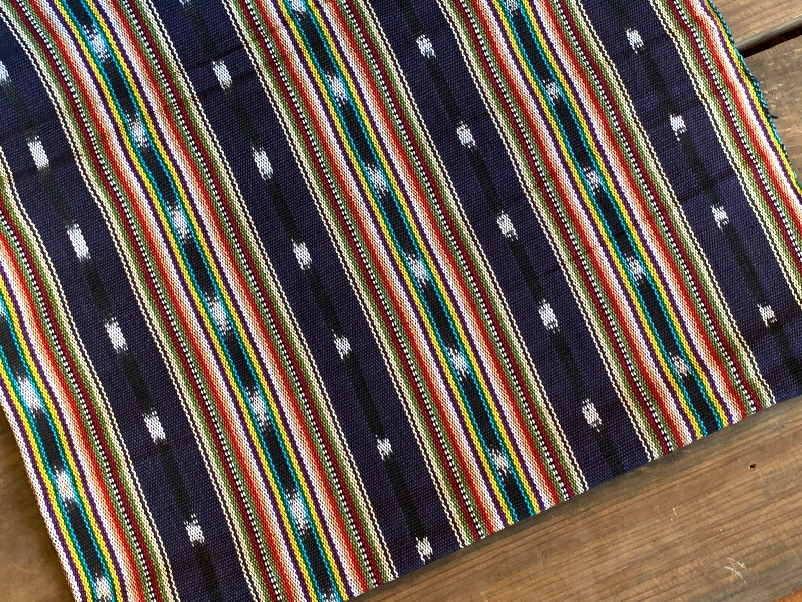 Blue Ikat Handmade 55 THICK Fabric From Guatemala 100% - Etsy