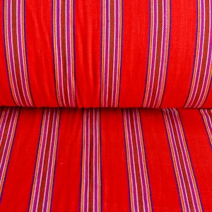 Red Striped Fabric (#130) - Red Striped Traditional Guatemalan Fabric ...