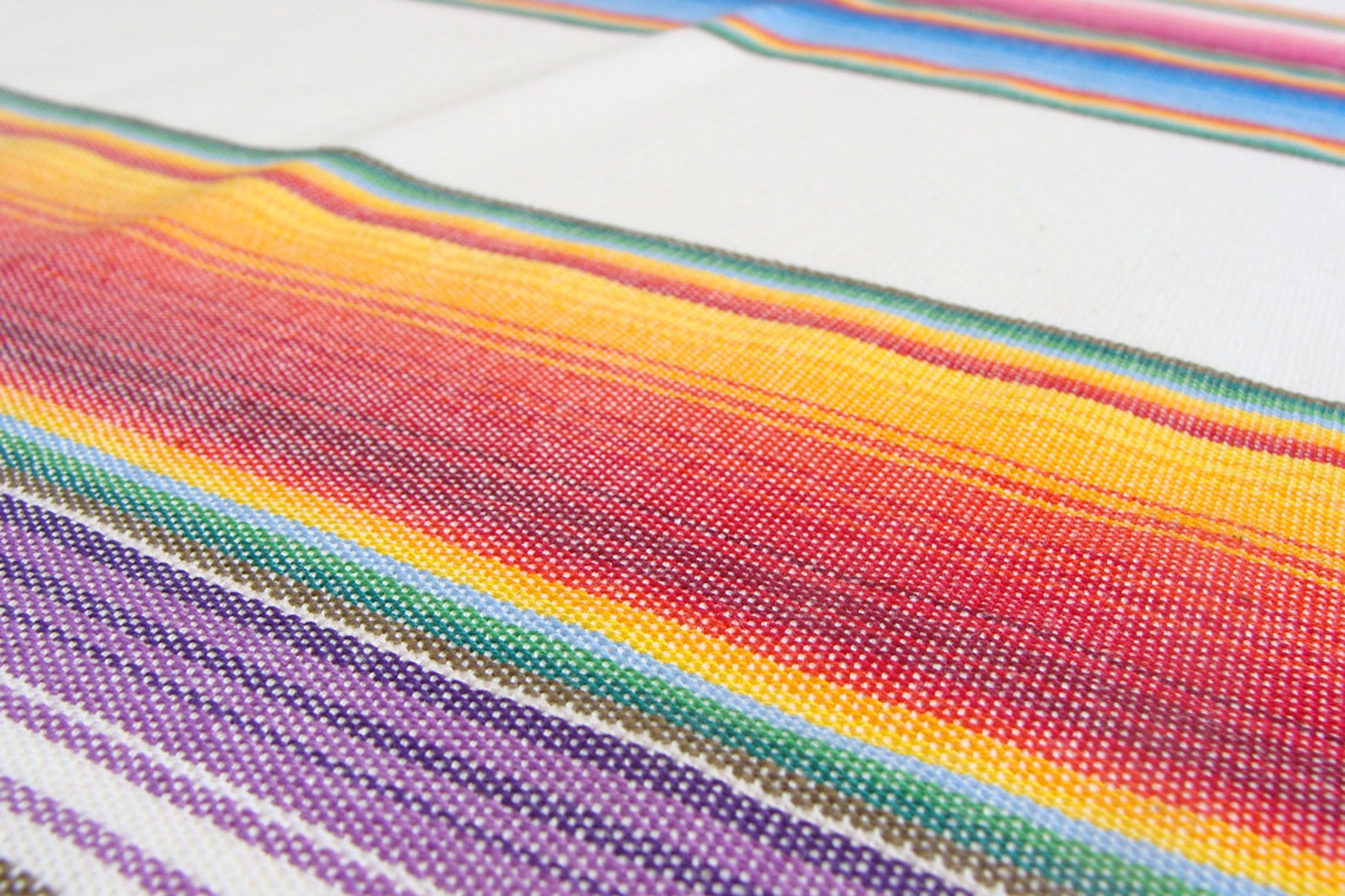 Mexican Fabric 20 Handwoven 100% Cotton Rainbow Fabric Sold by the Yard ...