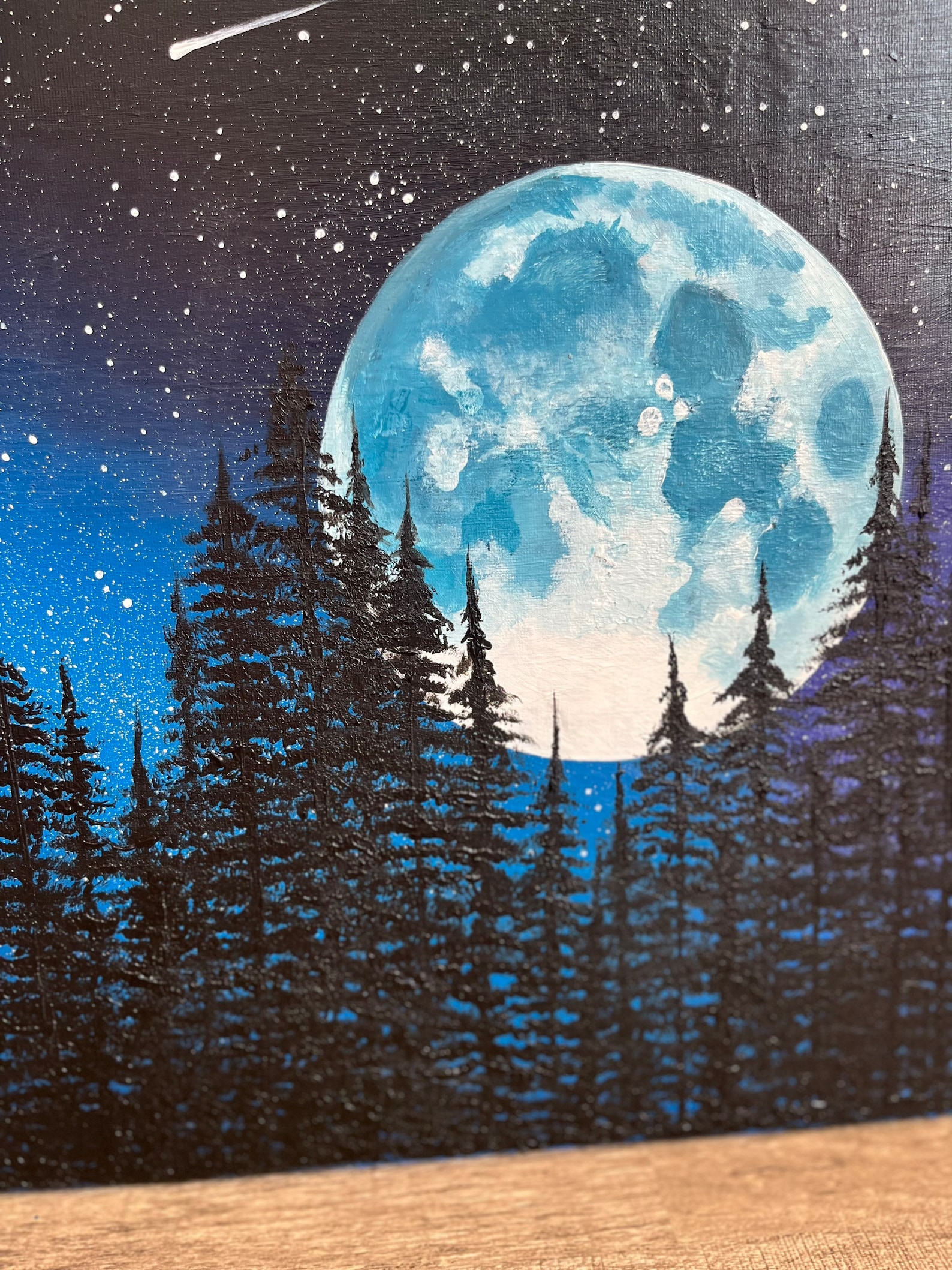 Under the Moon •full Moon Above the Tree Tops in the Night Sky ...